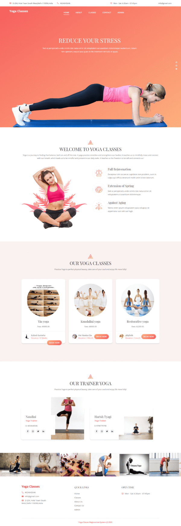 Yoga Classes Registration System Using Php And Mysql Phpgurukul Projects